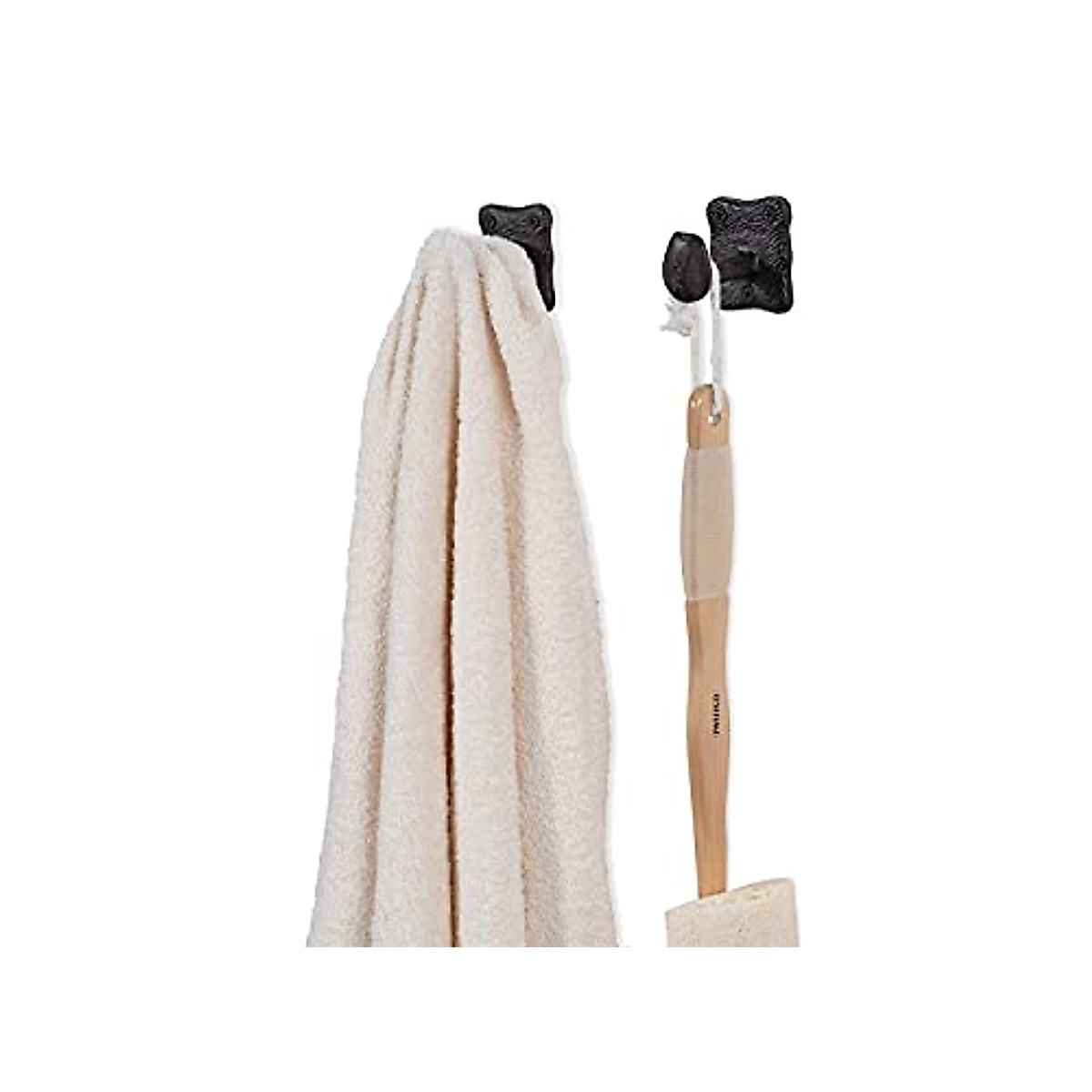 Rustic State Motris Wall Mount Cast Iron Hooks Coat Towel Bag Hat Hanger Multiuse Entryway Railroad Spike Rack Black Set of 2