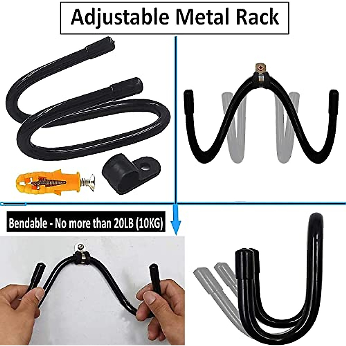 Wall-Mounted Black Hose Bracket Hose Hanger, Car Hose Holder, Carrier, Support for Garden Hose Hanger, Hose Holder Easily Holds 150 5/8’’ Hose - Perfect for Chain-Link Fence and Wall Mounted