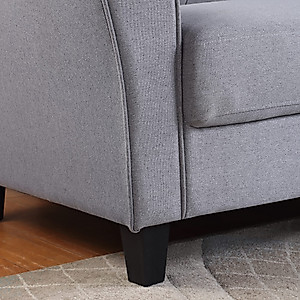 P PURLOVE 3-Seat Sofa for Living Room, Modern Sofa with Comfortable Padded Backrest, Linen Upholstered Couch Furniture for Bedroom, Office, Small Space, Easy Assembly, Light Grey Blue