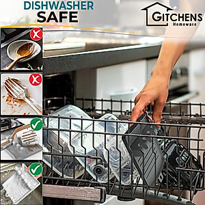 Gitchens Premium Utensil And Spoon Rest with Deep Drip Pad And Pot Lid Holder | Utensils And Spoons Cooking Stand for a Clean Grill, Stove And Kitchen | 2 Pack with Hanging Hooks (Black and Grey)
