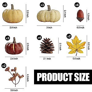 Artgar Pumpkin Decor Set, 23 PCS Fall Harvest Decorations Including Mini Pumpkins, Acorns, Pinecones, Berries, Maple Leaves for Home Table Wedding DIY Autumn Halloween Thanksgiving Decor