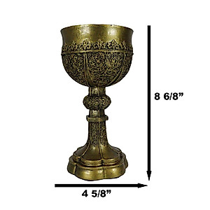 Ebros Decorative Merlin's Holy Grail The Golden Cup Of Life Decorative Chalice Ceremonial Cup Arthurian Legends Medieval Accent Decor