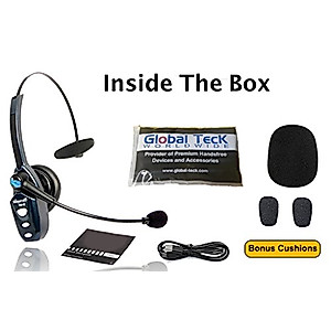Global Teck Bundle of KX-TCA285 and KX-TCA385 Compatible Bluetooth Headset - BlueParrott 250-XT Bluetooth Headset Includes Car Charger and Extra Cushions