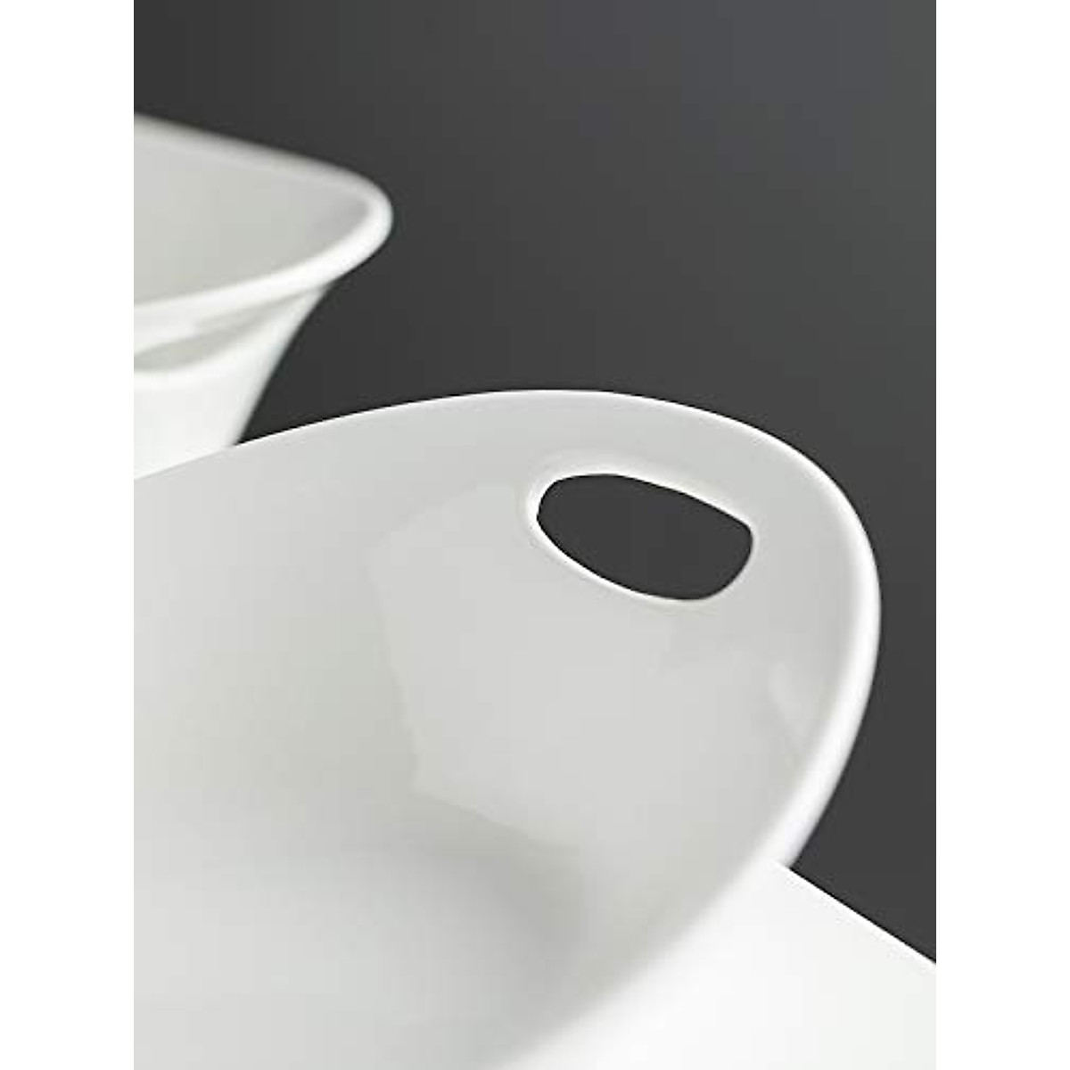 YHOSSEUN Large Serving Bowl with Handles Set Oval Serving Platter 1.5 Quarts Set of 2 White