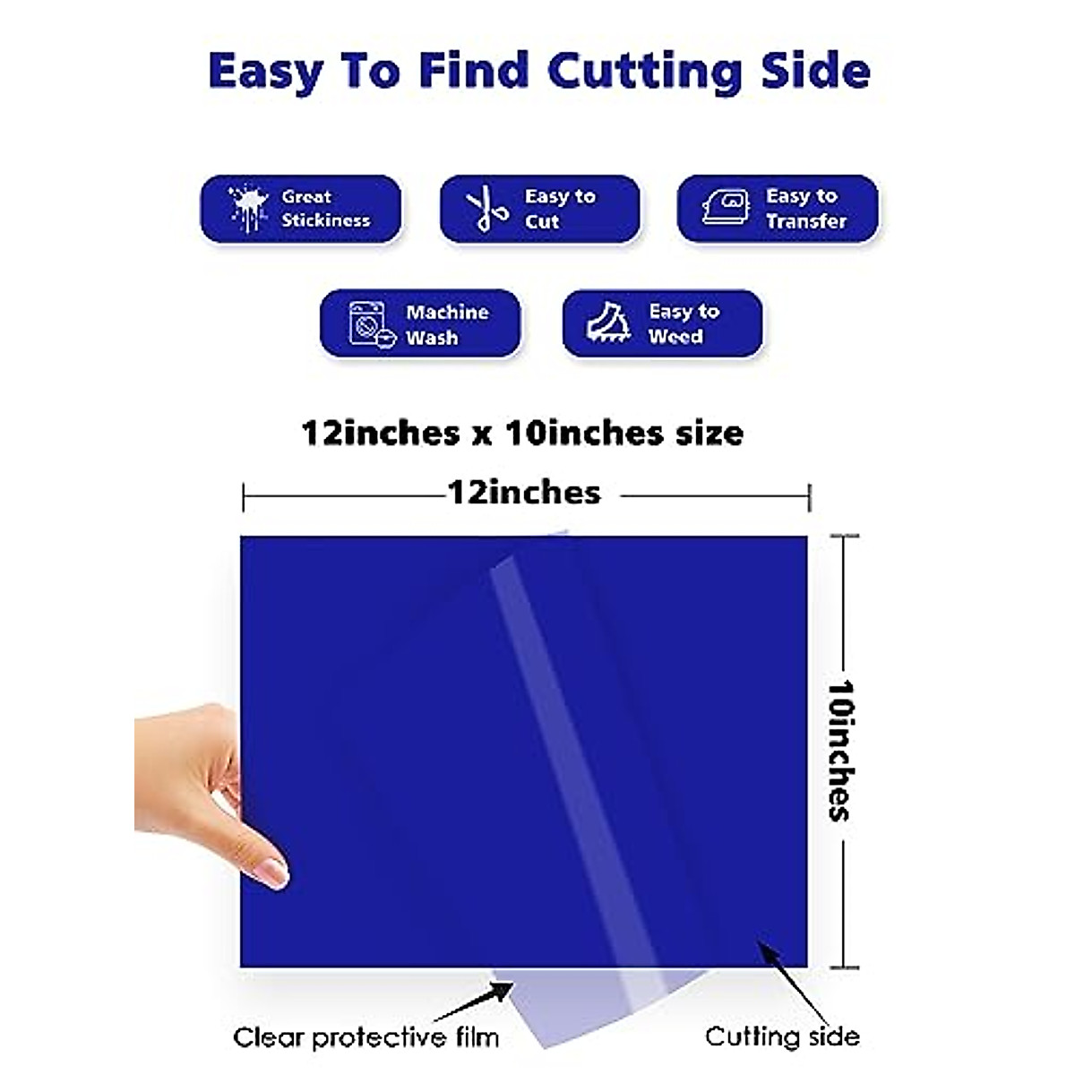 YUITCE Blue Heat Transfer Vinyl Bundle - 16 Pack 12" x 10" Blue Heat Transfer Vinyl T-Shirt, HTV Blue Iron on Vinyl for Cricut & Cameo, Heat Press Machine, HTV Vinyl Easy to Cut & Weed