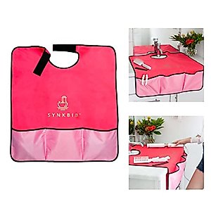 SYNKBIB Sink Cover-Bathroom Sink Organizer with Storage Pockets- Hair Drain Catcher- Makeup Sink Mat -30" by 30" Sink Cover for Counter Space