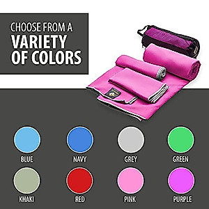 OlimpiaFit Quick Dry Towel - 3 Size Pack of Lightweight Microfiber Travel Towels w/Bag - Fast Drying Towel Set for Camping, Beach, Gym, Backpacking, Sports, Yoga & Swim Use﻿ (GREY)