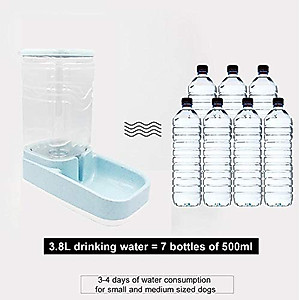 Dog Water Dispenser,Water Bowl for Dogs，Pet Automatic Waterer, Gravity Water Dispenser Station Self-Dispensing for Cats/Dogs Bowl，Automatic Gravity Fountain Bottle Bowl Dish Stand 1 Gal(3.8L)