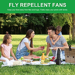 AITIEE Fly Fans for Tables,Portable Food Fly Fan for Outdoor,Automatic Fly Repellent Fans with Soft Blades for Restaurant,Party,BBQ,Picnic,Home (2-Pack)