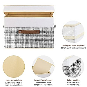 TYEERS Collapsible Storage Bins with Lids, Patchwork Design, Washable, Fabric Decorative Storage Boxes for Organizing, 14.9x9.8x9.8 inches, 3 Pack, Gray