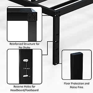 EMODA 18 Inch California King Bed Frames Heavy Duty Tall Metal Cal King Platform with Large Storage Space, No Box Spring Needed, Noise Free, Black