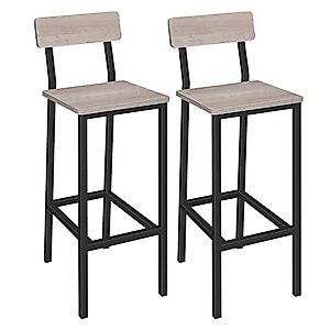 MAHANCRIS Bar Chairs, 25.6" Tall Counter Bar Stools, Set of 2 Bar Stools with Backrest, Kitchen Bar Stools with Footrest, for Dining Room, Bar, Easy Assembly, Greige BAHG03101