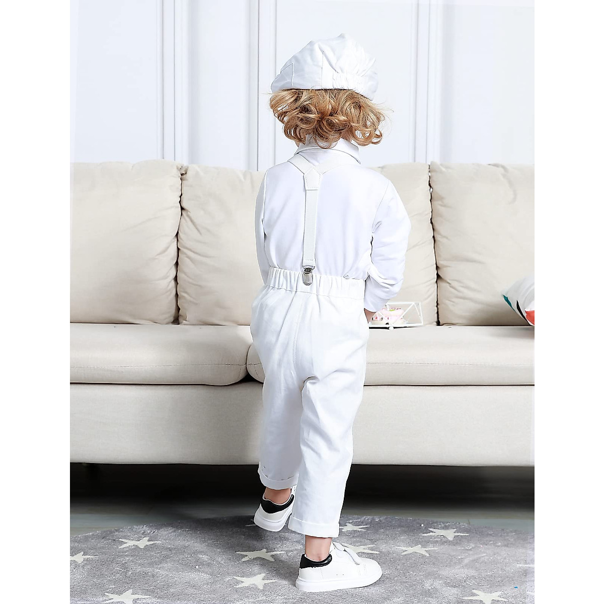 A&J DESIGN Baptism Outfits for Babyboys Toddler Christening Formal Suits with Hat White 3T