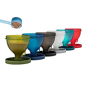 ProStand [6 Pack] - Funnels w/Stand for Filling Water Bottles with Protein Powder, Supplement Container Set to Go or Kitchen Use, Keychain for Shaker Cup