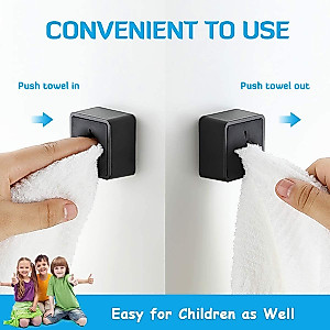 ZYLONE 3 Pack Kitchen Towel Hooks - Self Adhesive Towel Holders for Kitchen,Wall Mounted Kids Hand Towel Hook,Ideal as Bathroom, Dish Towel Holders (3 PCS^Black&Black)