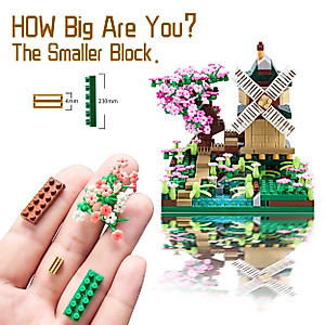 JXRLMB Architecture River Windmill Tree Cute Micro Mini Building Blocks Sets Trees Flowers for Girls, Idea Cherry Blossom Present Toy Model Kit 600+ pcs