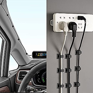 XHF 0.63” Adhesive Cable Wire Clips Black 60pcs, Outdoor Cable Management Wire Organizer Cord Holder for Under Desk, Car, Wall, TV PC Ethernet Cable