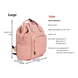 Kah&Kee Nylon Backpack Diaper Bag with Laptop Compartment Waterproof Work Travel School for Women Man (Black)