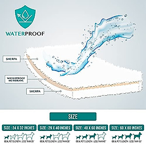 PetAmi Fluffy Waterproof Dog Blanket for Small Medium Dogs, Soft Warm Pet Sherpa Throw Pee Proof Couch Cover, Reversible Cat Puppy Bed Blanket Sofa Protector, Plush Washable Pad (Beige Cream, 29x40)