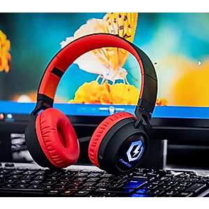 PowerLocus Bluetooth Headphones for Kids, Wireless Bluetooth Headphones, Kid Headphones Over Ear with LED, Foldable Headset with Mic,Volume Limited, Wireless/Wired Headphone for Phones,Tablets,Laptop