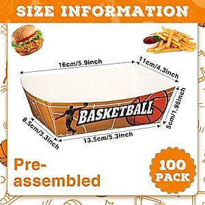 90 PCS Basketball Party Supplies 1.1lb 30 Basketball Paper Food Serving Tray Paper Food Holder Tray Disposable Paper Boat Paper Food Tray with 60 Deli Wrap Wax Paper Sheets for Basketball Party Favor