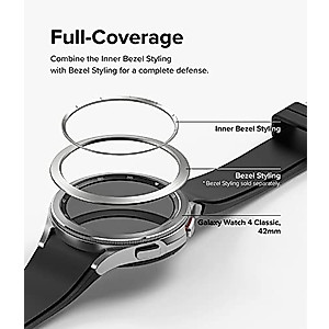 Ringke Inner Bezel Styling Compatible with Samsung Galaxy Watch 4 Classic 42mm, Stainless Steel Anti-Scratch Inner Bezel Ring Protective Cover - 42-IN-03 (ST) Silver