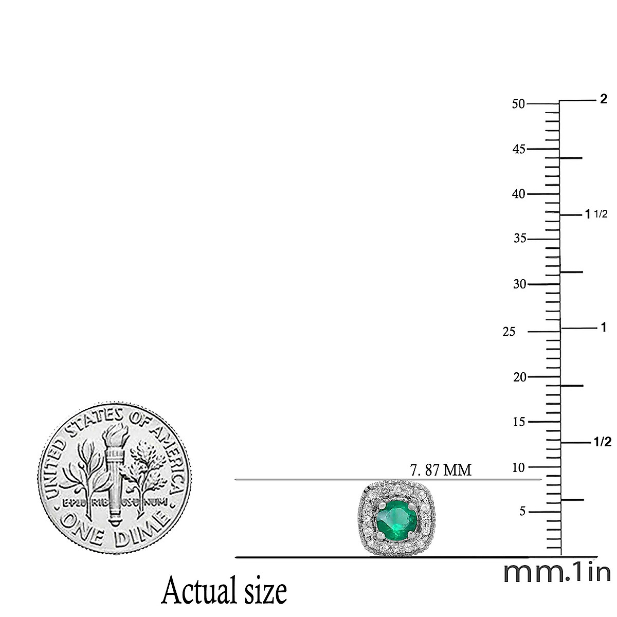 Dazzlingrock Collection Round Emerald & White Diamond Ladies Halo Stud Earrings, 10K White Gold