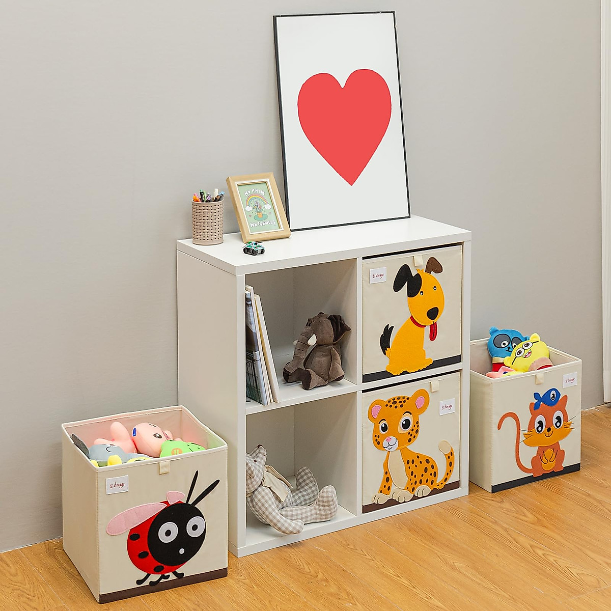 Vmotor Foldable Animal Canvas Storage Toy Box/Bin/Cube/Chest/Basket/Organizer For Kids, 13 inch(Tiger)