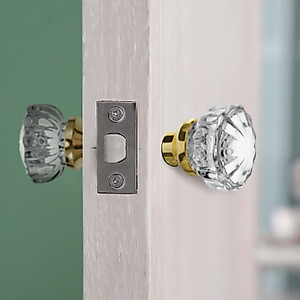 Amylove 2 Set Glass Door Knobs Mortise Style Fluted Crystal Antique Door Knobs with Spindle Antique Doorknobs for Home Interior(Gold,Basic)