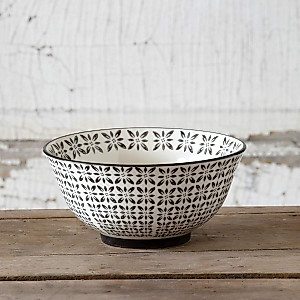 Park Hill Collection EAW00132 Norden Pattern Soup Bowl, 6-inch Diameter, Ceramic, Black and Ivory