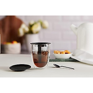 Bodum 12-Ounce Tea for One, Double Wall Glass with Strainer, Black