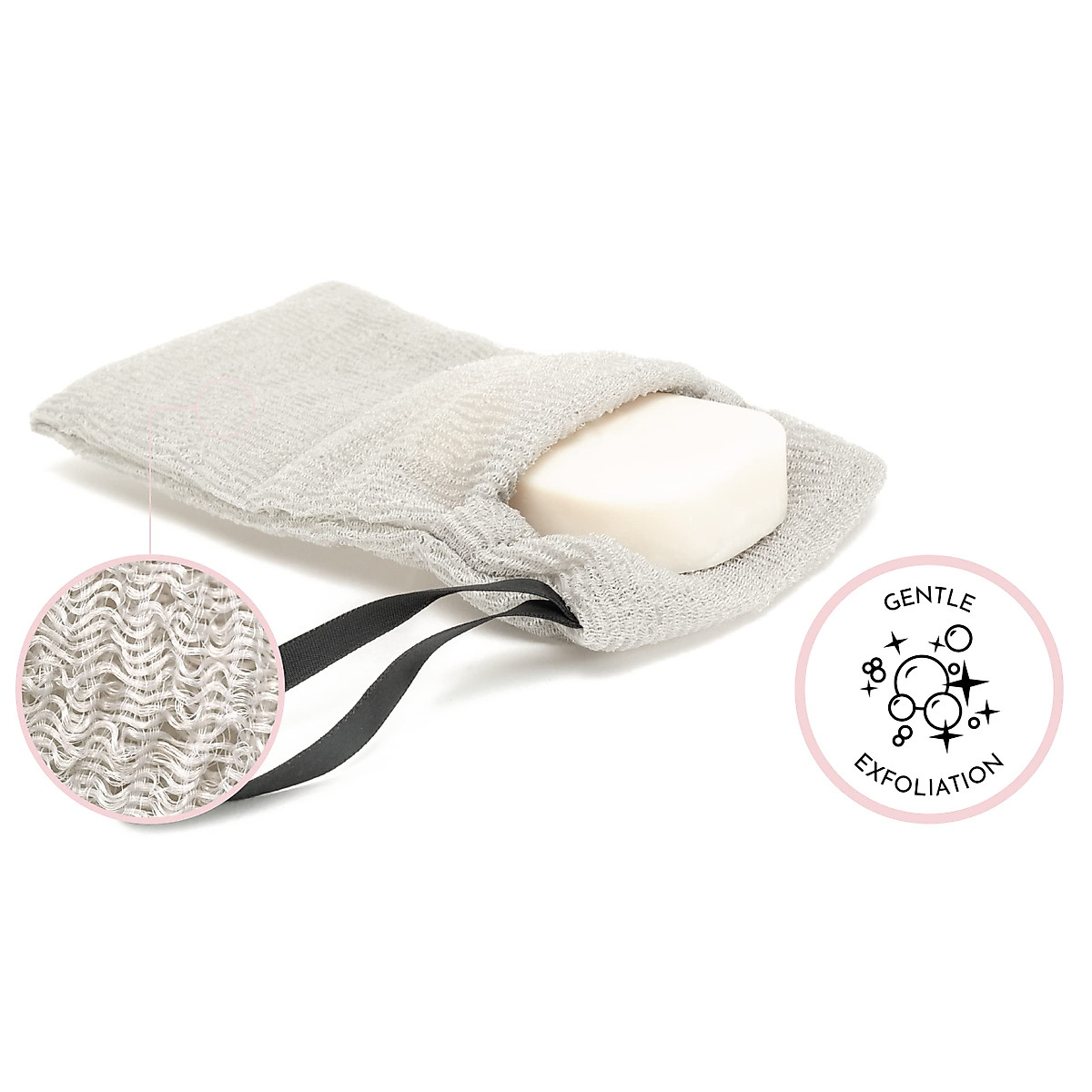 S&T INC. Exfoliating Soap Bag, Bar Soap Pouch for Shower and Bath, 7.6 Inches x 4.5 Inches, Grey, 2 Pack