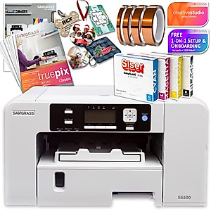 Sawgrass UHD SG500 Sublimation Color Printer Starter Bundle with Easysubli Inks, Sublimation Paper, Tape, Blanks, Designs