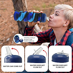 WATMHHJQ 2Pack Silicone Collapsible Water Bottles, Leakproof 16oz Portable Foldable Expandable Water Bottle Sports Cups with Straw,BPA Free, for Outdoor Gym Travel(Pink+Rose red)