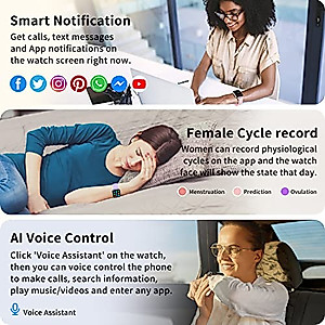 Popglory Smart Watch Call Receive/Dial, 1.85'' Smartwatch with AI Voice Control, Blood Pressure/SpO2/Heart Rate Monitor, Fitness Tracker Watch with 2 Straps for Men & Women iOS & Android Phones