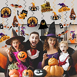 40Pcs Halloween Hanging Swirl Decorations, Halloween Party Hanging Swirls Ghost Pumpkin Witches Hanging Halloween Ceiling Streamers for Halloween Birthday Party Decorations Supplies