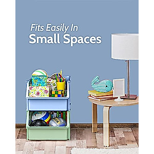 Skywin Plastic Stackable Storage Bins for Pantry - 2 Pack Stackable Bins For Organizing Food, Kitchen, and Bathroom Essentials (Multi)