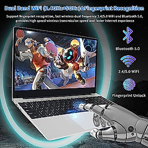 Nmybwo 【Win 11 Pro/MS Office 2019】 15.6" Laptop Computer 16G RAM 256GB SSD,Celeron N5095 (2.0-2.9Ghz) Quad core Processor,1920x1080 FHD Display,4TB Expansion/BT5.0/Backlit KB/(16G+256GB SSD,Silver)