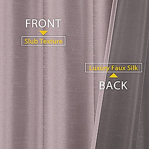 Chyhomenyc Uptown Faux Silk Living Room Window Curtains, 2 Panels Solid Slub Texture Rose Quartz Curtains 84 Inches Long, Luxury Classic Room Darkening Rod Pocket Bedroom Curtains & Drapes, 42"Wx84"L