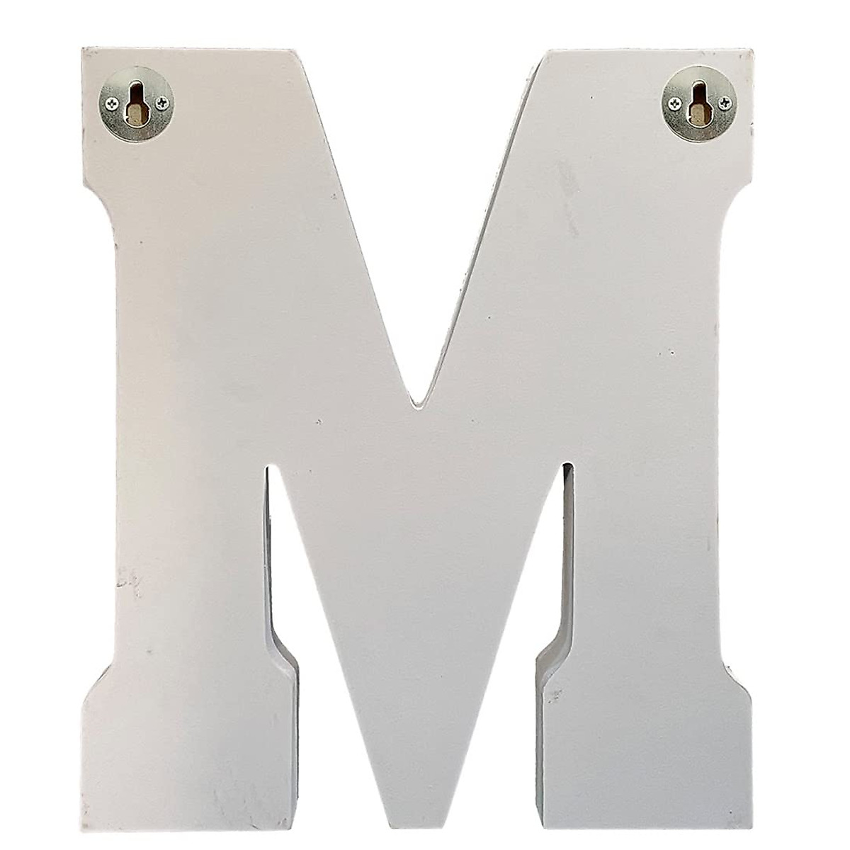 ABELOTS Large Wood Letter Distressed White Wash Alphabet Wall Décor Monogram Letter Alphabet Letters Free Standing Letters Wall Letters (M)