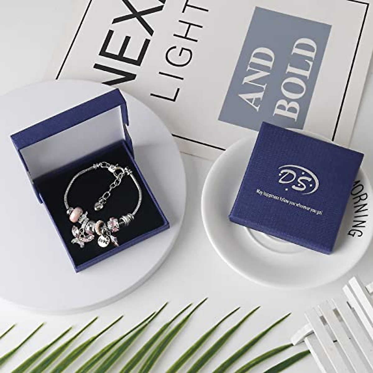 DS Charm Bracelets for girls,exquisite cute cartoon friendship bracelets Stainless Steel Bangle with birthday Gift box, Adjustable girls jewelry Suitable for holiday gifts (Pink Butterfly)