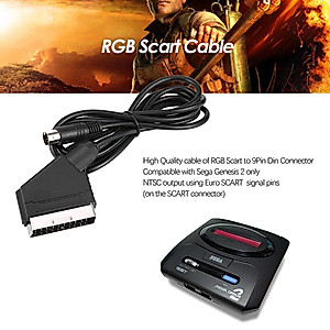 1.8M/6FT EU Version V-pin Scart Cable RGB AV Cables PAL for Sega Genesis 2 Mega Drive MD 2 (Black)