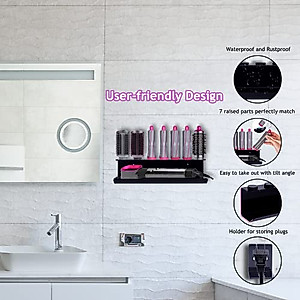 LONCHDAN Storage Holder for-Dyson Airwrap Curling Iron Accessories Hair Dryer Holder Acrylic Wall Mounted Stand Rack for-Dyson Air Wrap Styler with Adhesive (for Some Airwrap Not All)