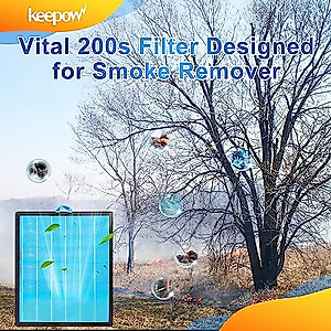 Keepow Vital 200S Replacement Filter Smoke Remover Compatible with LEVOIT Vital 200S Air Purifier 3-in-1 H13 Ture HEPA High-Efficiency Activated Carbon Air Filter Vital 200S-RF-PA 1Pack Blue
