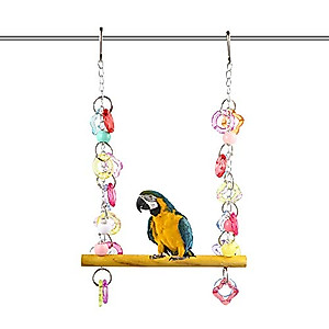 Pet Bird Swing Hanging Chewing Toy Parrot Stand Cage Swing Garden Decoration for Budgie Parakeet Cockatiel Conure Canary Finch