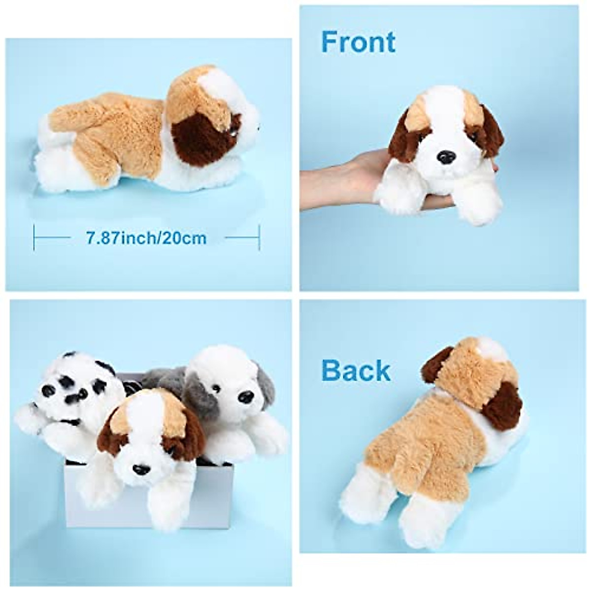 Skylety 7.87 Inches Plush Dog Plush Puppy Dog Stuffed Animal Soft Plush Dog Pillow Toy Fluffy Puppy Set for Girls Kids Dog Theme Party Favor Birthday Baby Room Home Decoration