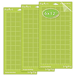 ReArt Standard Grip Adhesive Cutting Mat 6 x 12 Inch For Cricut Expression Machine - 3 Pack