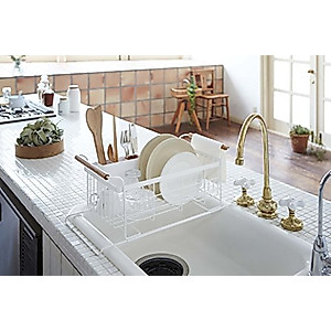 YAMAZAKI home 3108 Sink Dish Drainer Rack-Expandable Kitchen Drying Organizer Holder, One Size, White