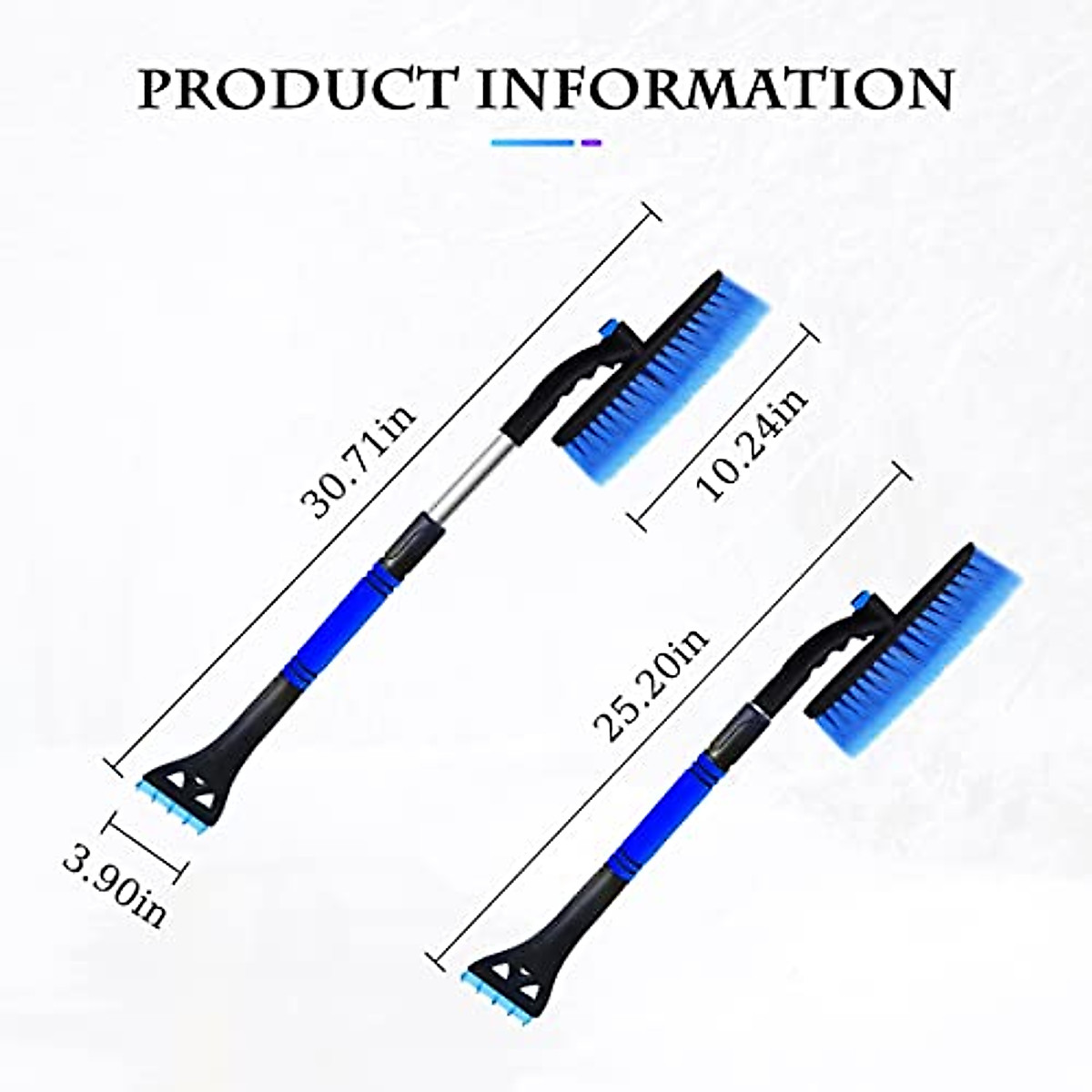 Fekey&JF 25" Snow Brush and Ice Scraper for Car, 2 in 1 Detachable Extendable Snow Cleaner Ice Scraper for Car Windshield with Ergonomic Foam Grip Handle, Ideal for Cars, Trucks, SUVs