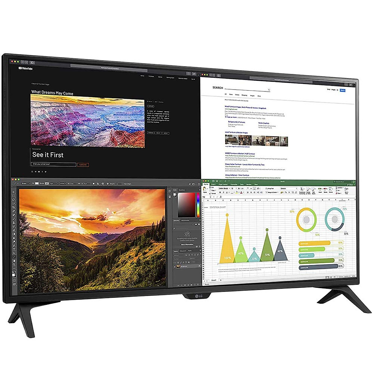 LG 43UN700T-B 43-inch 4K UHD 3840x2160 IPS USB-C HDR 10 Dual Monitor Bundle with 1 YR CPS Enhanced Protection Pack